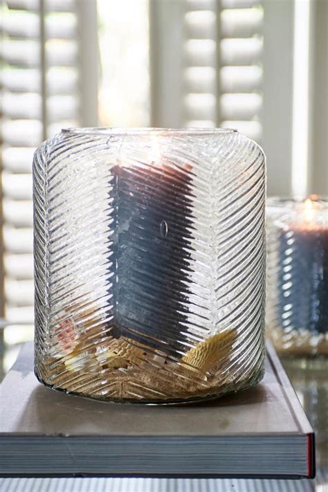 Riviera Maison Classic Chevron Hurricane Windlicht M Glas Bol