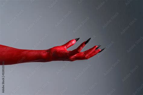 Scary Female Monster Hands Halloween Character Red Color Isolated