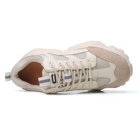 Height Elevator Clunky Sneakers Add Taller 32inch 8cm Khaki Trendy