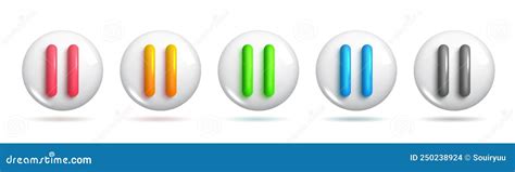 3d Realistic Sets Of Pause Button Colourful Sets Of Pause Button For