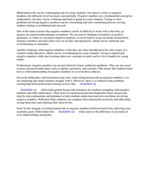 Maths Homework Negative Numbers Pdf Mathematics Numbers