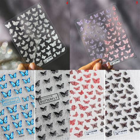 New 5d Embossed Adhesive Nail Sticker Butterfly Flower Nail Diy Decal
