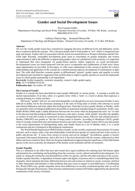 Pdf Gender And Social Development Issues