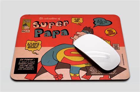 Tapis de souris Super Papa Votre Prénom en BD
