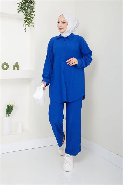 طقم مع بنطلون أزرق Volt Clothİng Elbisebul