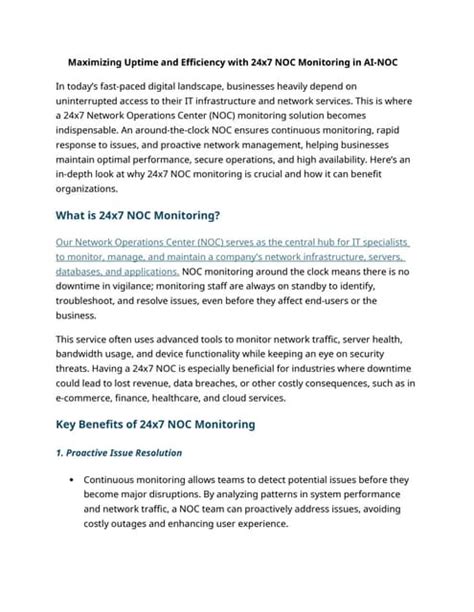 Maximizing Uptime And Efficiency With 24x7 Noc Monitoring In Ai Noc Docx