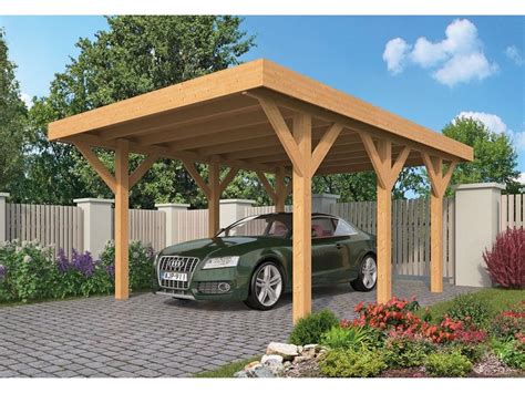 Carport voiture 600x450cm LEMMER en Mélèze Douglas toit plat