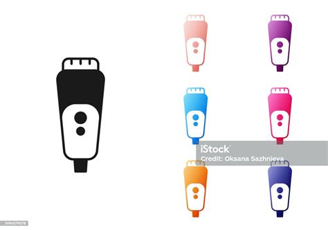 흰색 배경에 고립 된 남성 아이콘에 대한 검은 전기 면도날 전기 면도기 다채로운 아이콘을 설정합니다 벡터 0명에 대한 스톡 벡터