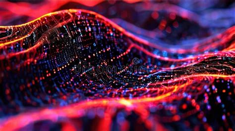 Digital Circuit Landscape With Glowing Neon Data Streams Stock Image Image Of Aesthetic Neon