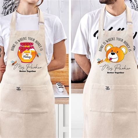 Personalized Matching Couple Aprons Funshine Bear And Honey Design