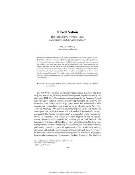 PDF Naked NationThe Full Monty Working Class Masculinity And The British Image