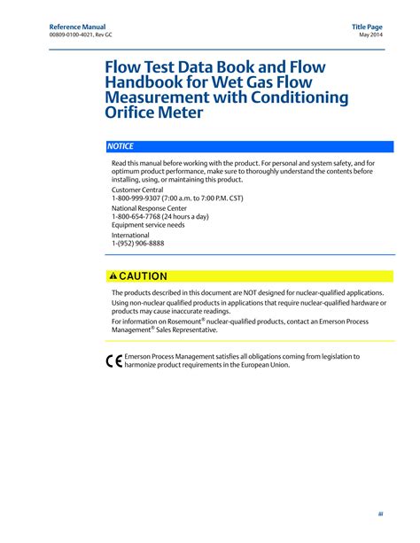 Solution Manual Wet Gas Flow Measurement Conditioning Orifice Meter