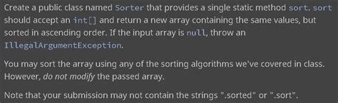 Solved Create A Public Class Named Sorter That Provides A Chegg