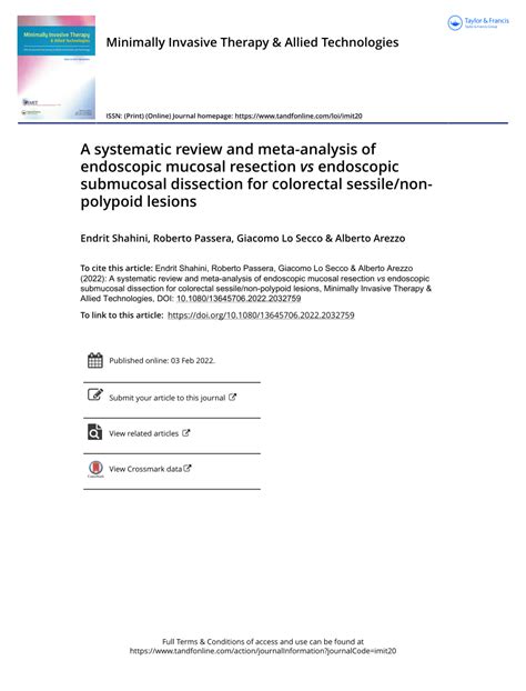 Pdf A Systematic Review And Meta Analysis Of Endoscopic Mucosal Resection Vs Endoscopic