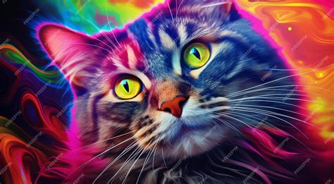 Premium Ai Image Cat On The Abstract Background Cat Face Closeup Of