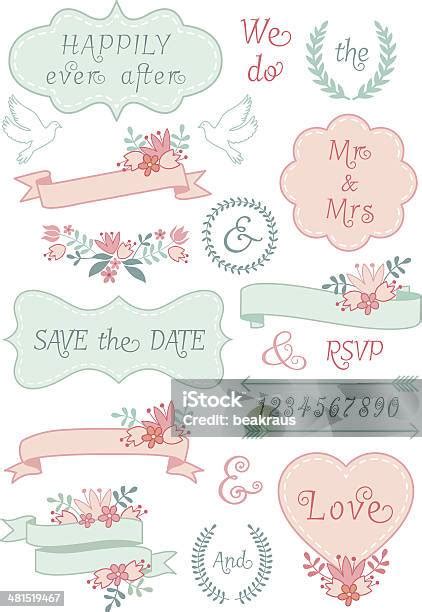 Vintage Wedding Frames And Ribbons Vector Set向量圖形及更多and符號圖片 And符號 一朵花 一