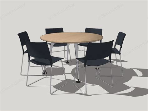 Small Round Meeting Table Set Sketchup 3d Model Skp File Download Sketchupbox