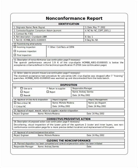 Non Conformance Report Template Beautiful 49 Report Templates Free