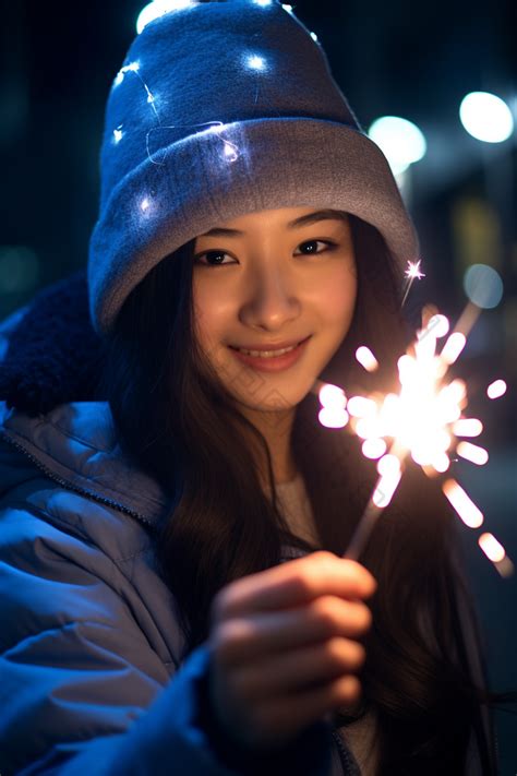 玩仙女棒的女孩唯美肖像半生像图片 包图网