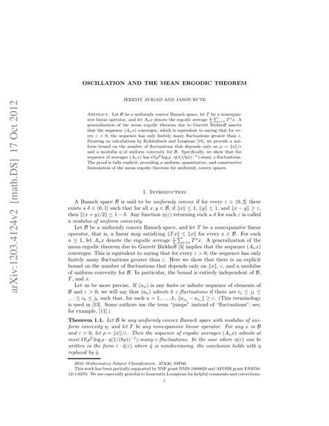 Pdf Oscillation And The Mean Ergodic Theorem For Uniformly Convex