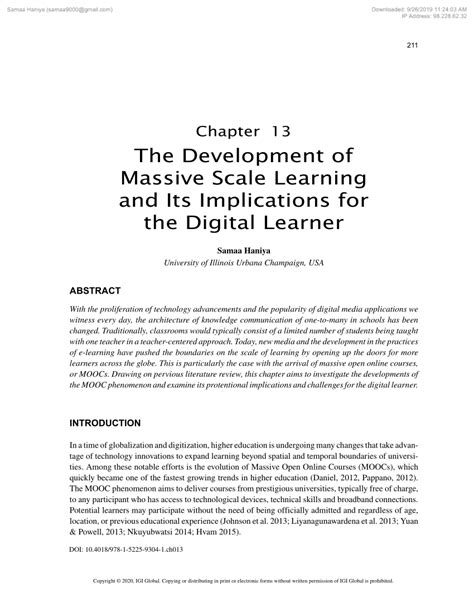 Pdf The Development Of Massive Scale Learning And Its Implications