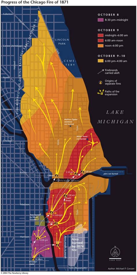 Map Of The Chicago Fire Of 1871 Lake City Michigan Historical Map