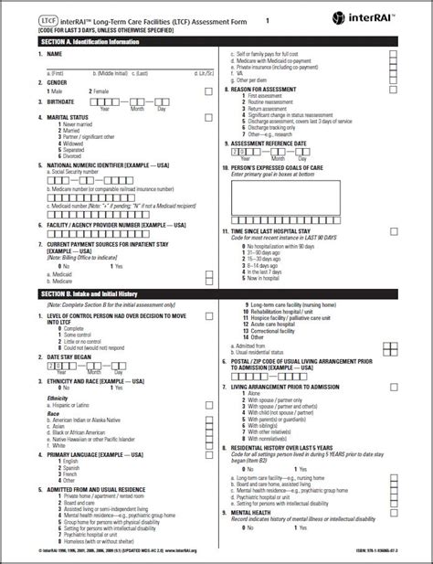 Interrai Long Term Care Facilities Ltcf Assessment Form Standard E Interrai Print Catalog
