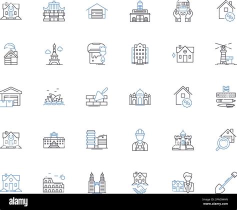 Dwelling Line Icons Collection House Home Apartment Condo Cabin Bungalow Villa Vector And