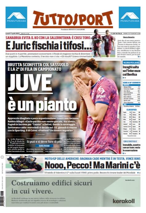 Revue De Presse Italienne Du 17 Avril 2023 Tuttosport Corriere