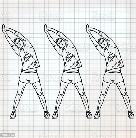 Stretching Exercises Sketch Illustration Stok Vektör Sanatı And Aktif