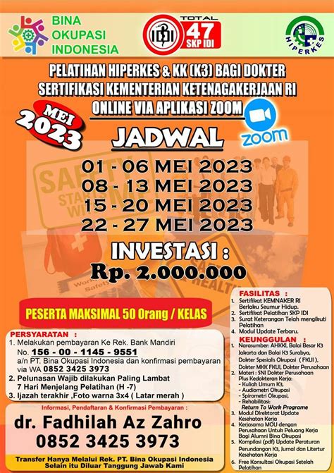 Pelatihan Hiperkes Dan Keselamatan Kerja K3 Sertifikasi Kementrian