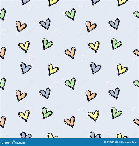 Cute Small Hearts In Soft Pastel Colors Stock Illustration
