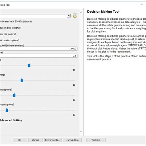 User Interface Of The Decision Making Tool In Arcgis Download