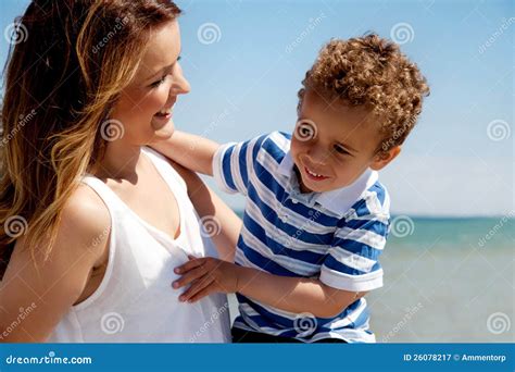 Beautiful Mom Plays With Son Stock Image Image Of Relationship