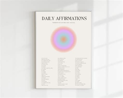 Positive Affirmations Wall Art Daily Affirmation Poster Etsy
