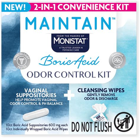 Monistat Maintain Boric Acid Odor Control Kit 10 Feminine