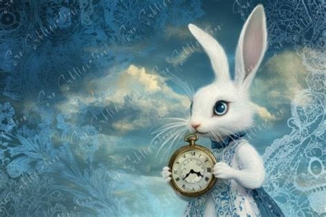 White Rabbit With Clock Graphic By Sun Sublimation · Creative Fabrica