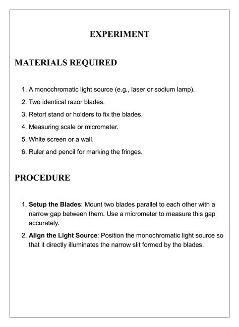 Diffraction Using Two Blades To Calculate Wavelength Of Light Witout