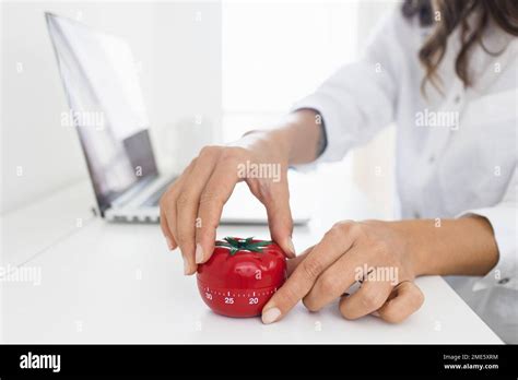 Pomodoro Technique Woman Setting Up Timer Productivity Stock Photo Alamy