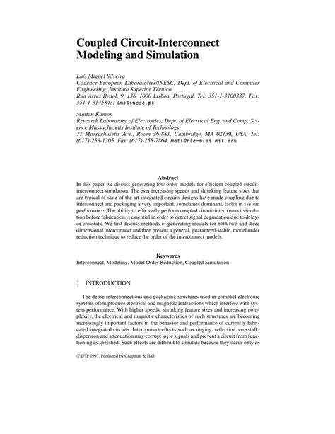 Pdf Coupled Circuit Interconnect Modeling And Simulation