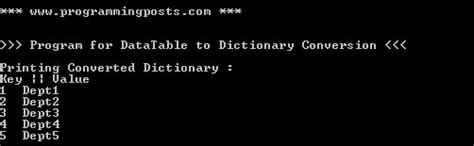 DataTable To Dictionary Conversion In C Net Programming Posts
