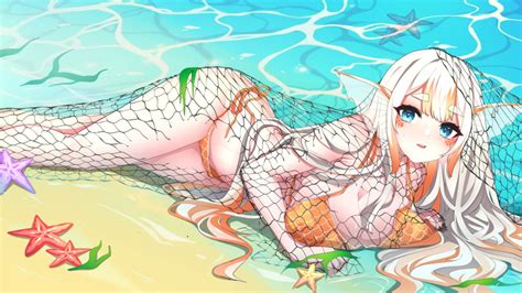 Rule 34 1girls Beach Broken Fishing Net Female Female Only Fins Fish