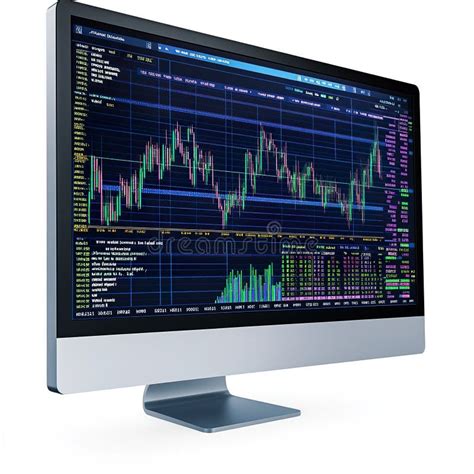 Modern Computer Screen Displaying Detailed Stock Market Charts Stock