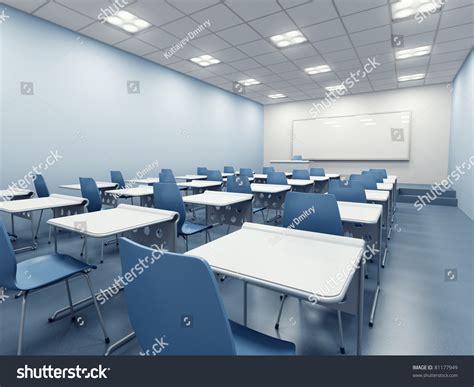 Modern Blue Classroom 3d Rendering Stock Illustration 81177949