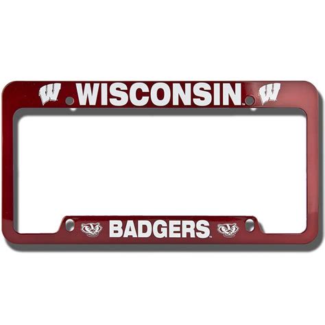 Lxg Inc License Plate Frame With Wi Badgers Red Wisconsin License