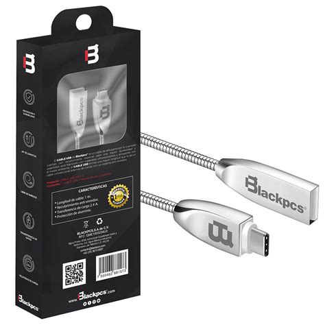 CABLE USB C A USB BLACKPCS CASCM 2 USB C USB MACHO MACHO 1 MT COLOR PLATA Proingsoft