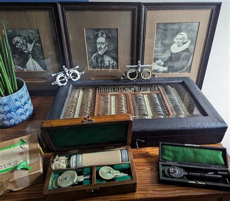Antique Complete Set Of Opticians Testing Lenses Two Gem