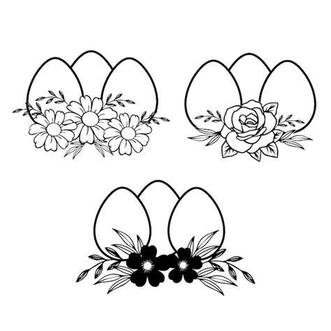 Premium Vector A Set Of Easter Eggs With Flowers And The Word Easter