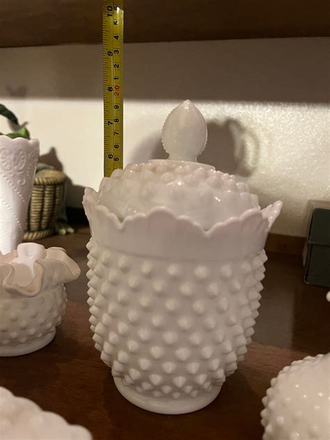 Vintage 1970s Fenton Hobnail Milk Glass 8 Jar Etsy