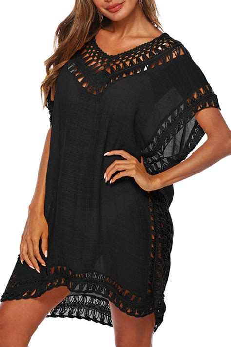 Adisputent Swimsuit Cover Ups For Women Plus Size Black Chiffon Beach